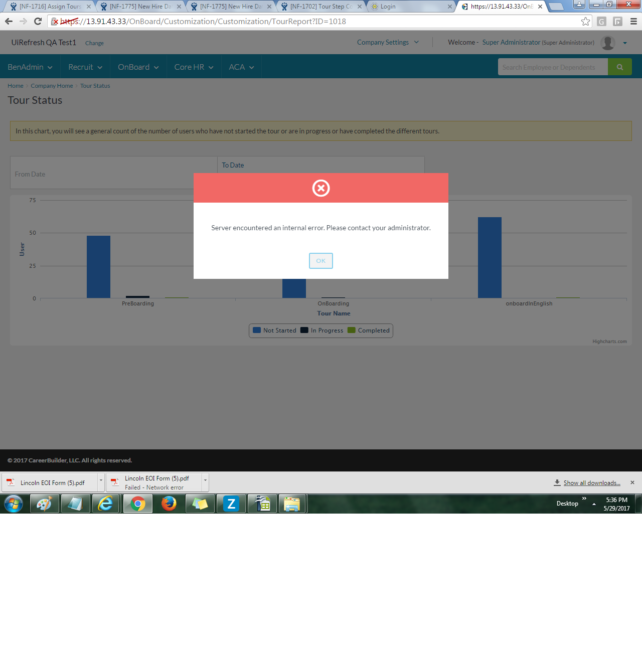 Nf 2235 Azure Onboard Tour Status Report Server Error Occurred If To Date Removed